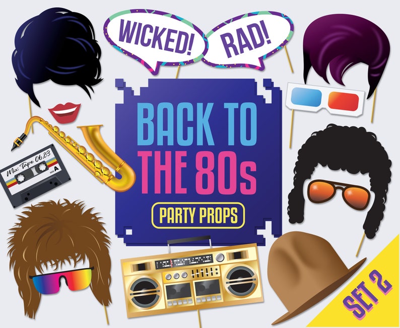 1980s Photo Booth Props - 80s Printable Photo Booth Props Party ...
