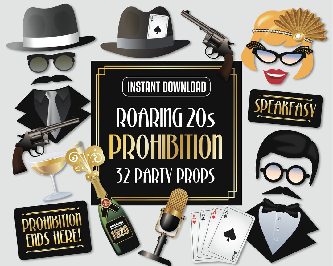 Gangster Photo Booth Props - Prohibition Peaky Blinders Party Props ...