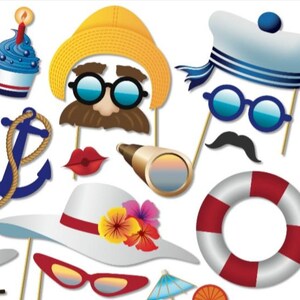 Nautical Photo Props, Navy Photo Booth Party, Cruise Party Props ...