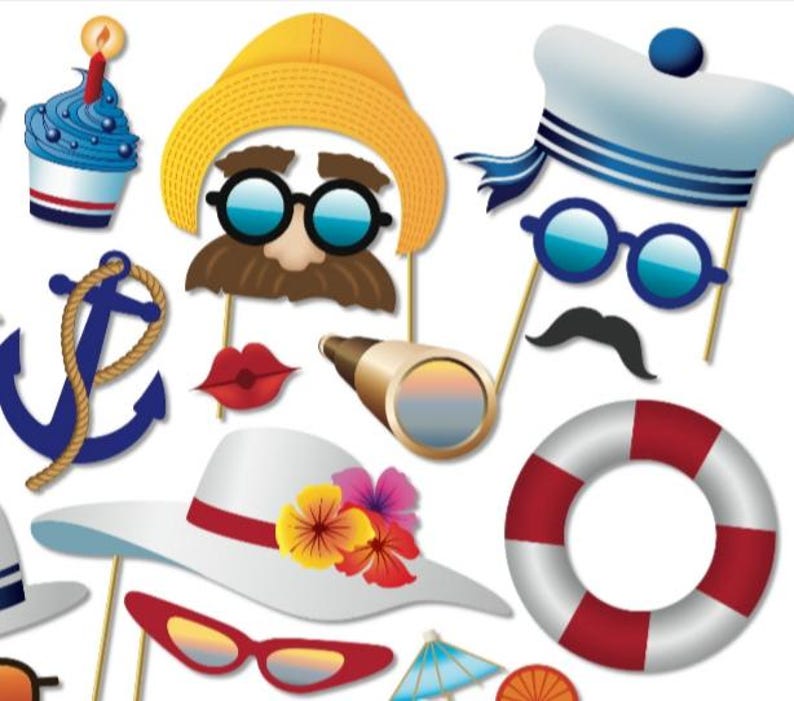 Nautical Photo Props, Navy Photo Booth Party, Cruise Party Props ...