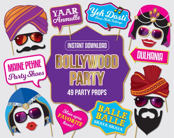 Bollywood Photobooth Props 30 Printable Photobooth Props Indian ...