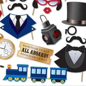 Train Photo Booth Props, Railway Birthday Party Props, Railroad ...