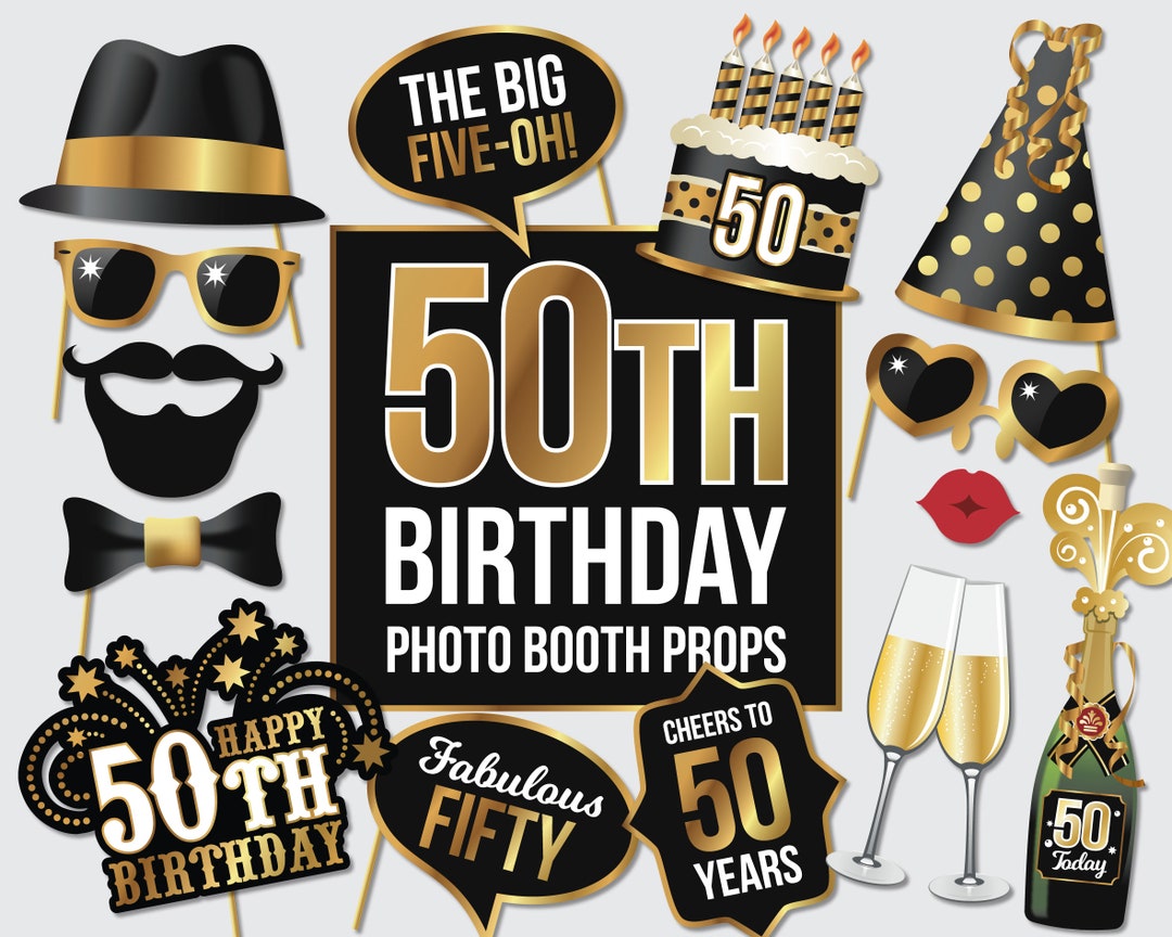 Birthday Photo Booth Props, 50th Birthday Party Props - Printable ...