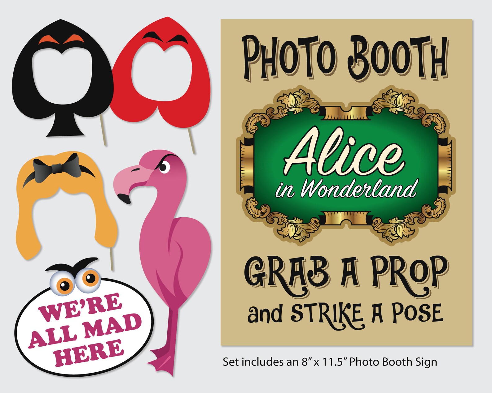 Alice in Wonderland Photo Booth Props Mad Hatter Party Photo | Etsy