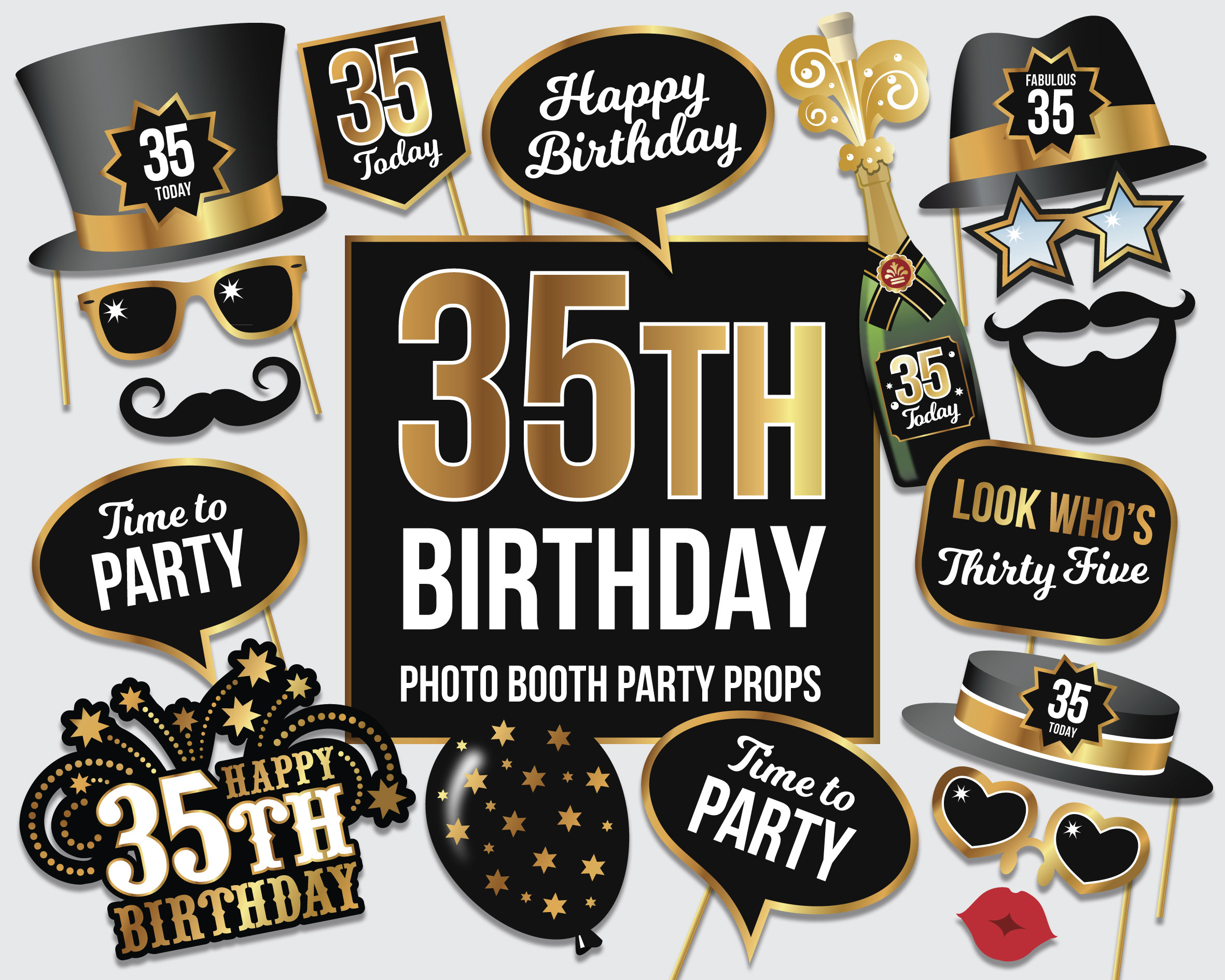 35th Birthday Photo Booth Props 35 Today Party Props Printable PDF ...