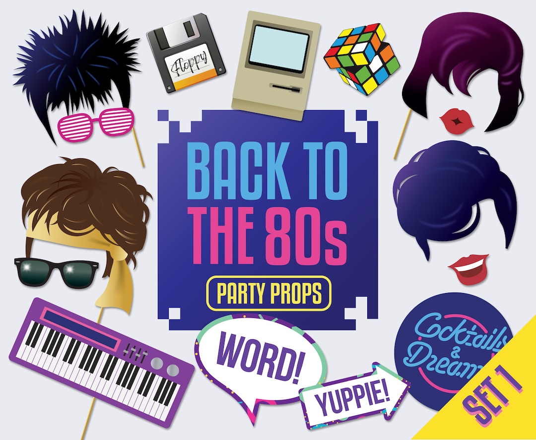 80s Photo Booth Party Props - Printable 80s Photo Props - Printable PDF ...