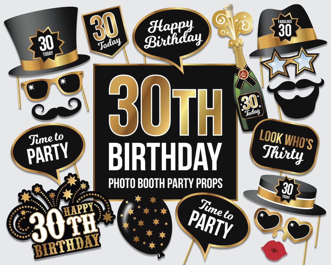 Birthday Photo Booth Props - 30th Birthday Party Props - Printable PDF ...