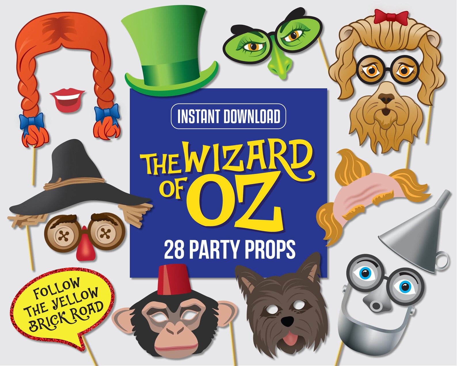 Wizard of Oz Photo Booth Props - Printable Party Props - Tin Man ...