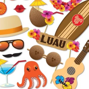 Hawaiian Photo Booth Props - Printable Props - Luau Photo Booth Props ...