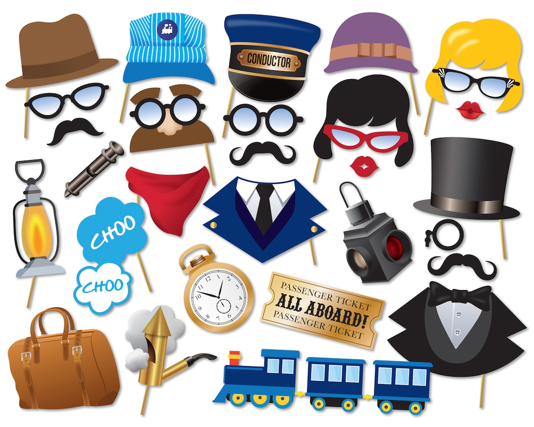 Train Photo Booth Props, Railway Birthday Party Props, Railroad ...