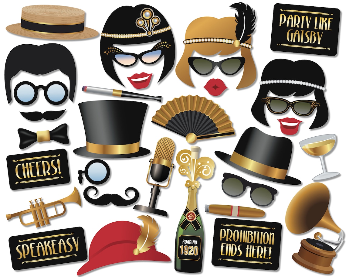 Gatsby Photo Booth Props Great Gatsby Party Roaring 20s Props 1920s ...