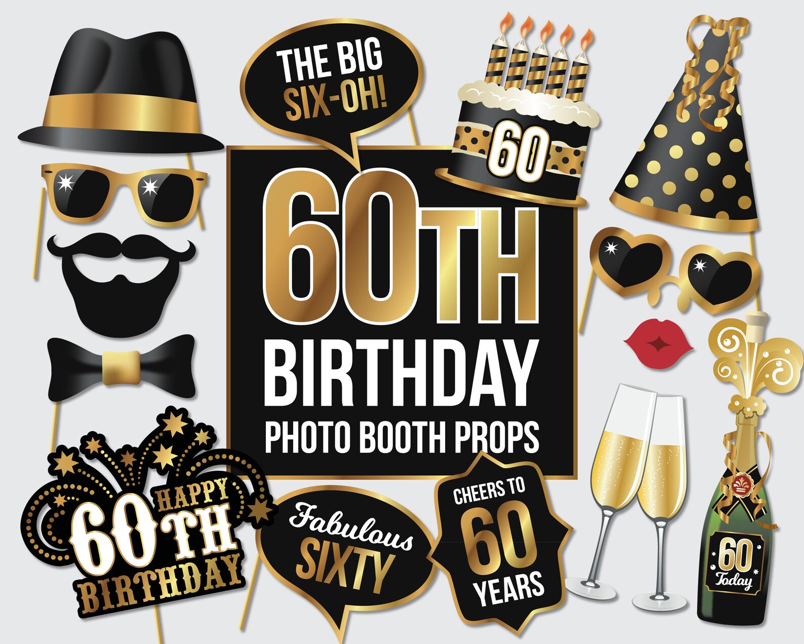 60th Birthday Photo Booth Props 60 Today Party Props - Etsy