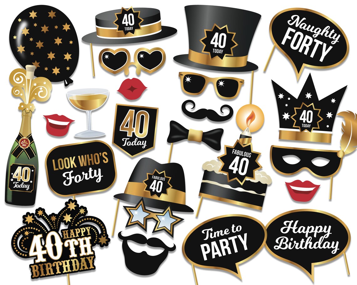 40th Birthday Photo Booth Props 40 Today Party Props - Etsy UK