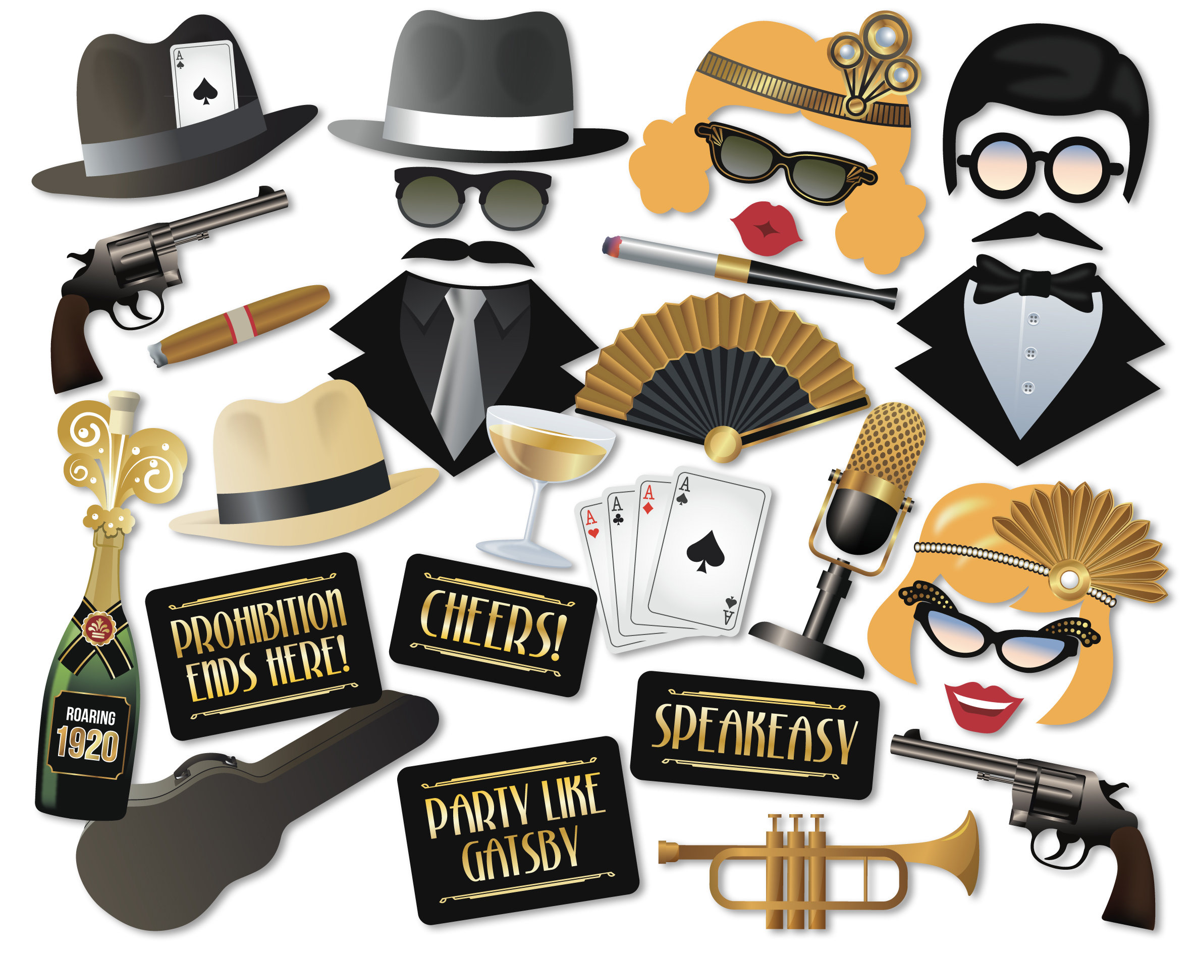 Gangster Photo Booth Props - Prohibition Peaky Blinders Party Props ...