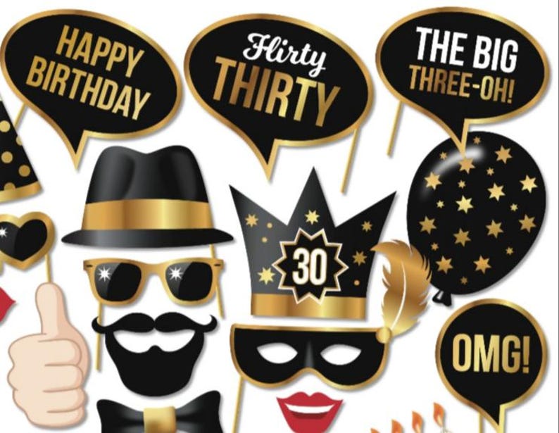 Birthday Photo Booth Props - 30 Today - Party Props - Printable PDF ...