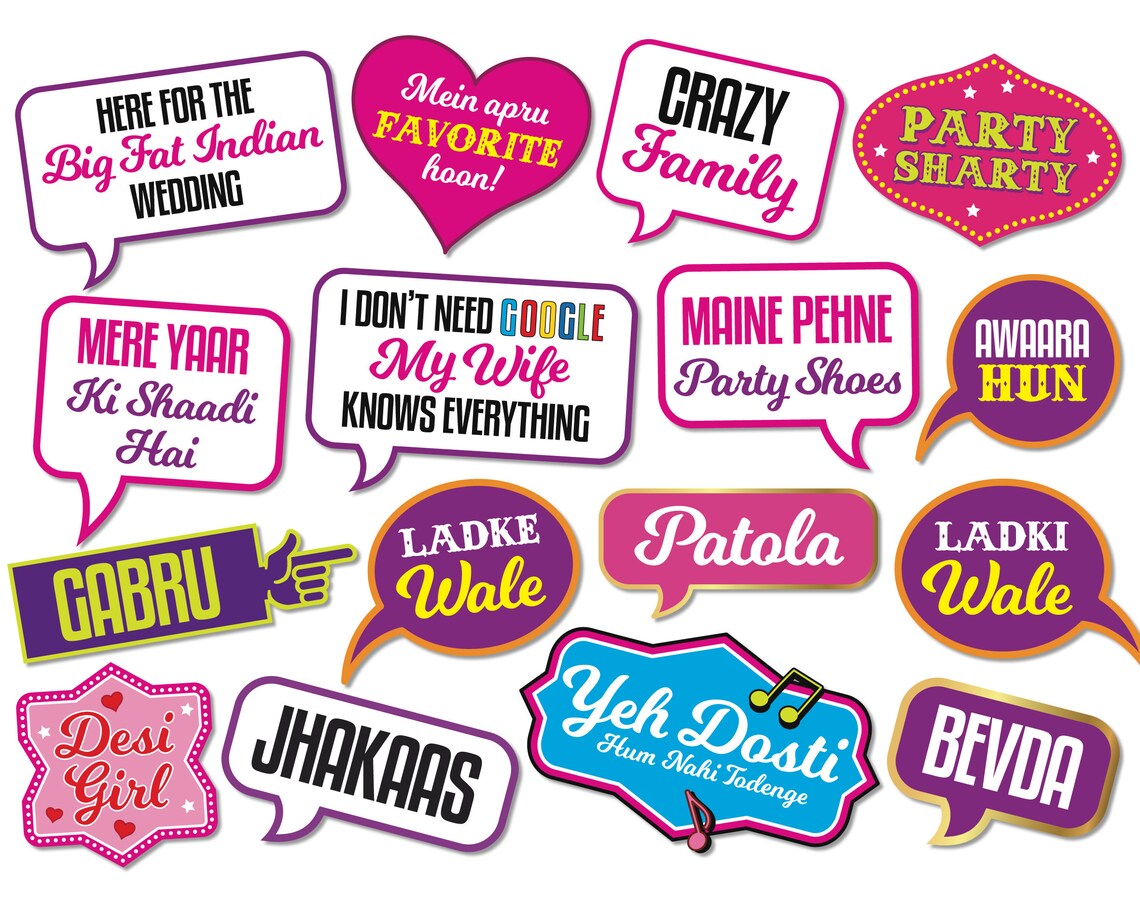 Bollywood Photo Booth Props, Bollywood Party Photo Props, Signs, Desi ...
