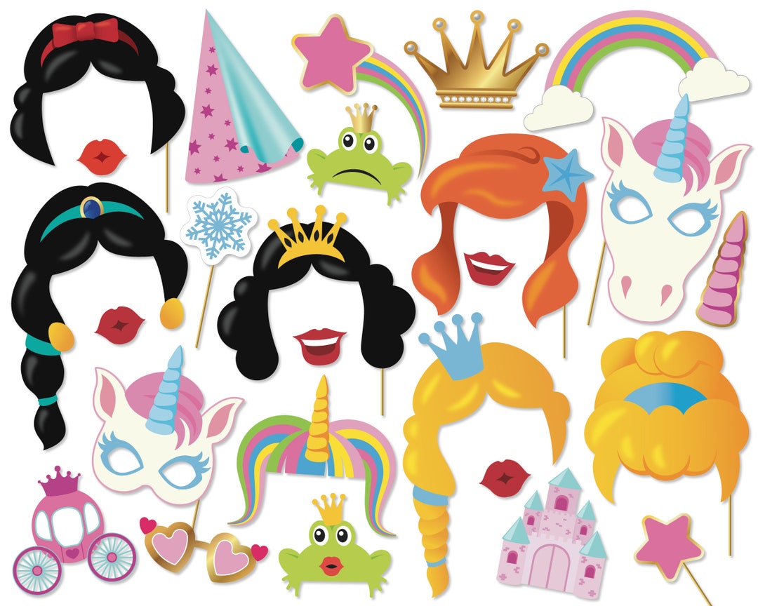 Princess and Unicorn Photo Booth Props - Party Props - Birthday Party ...