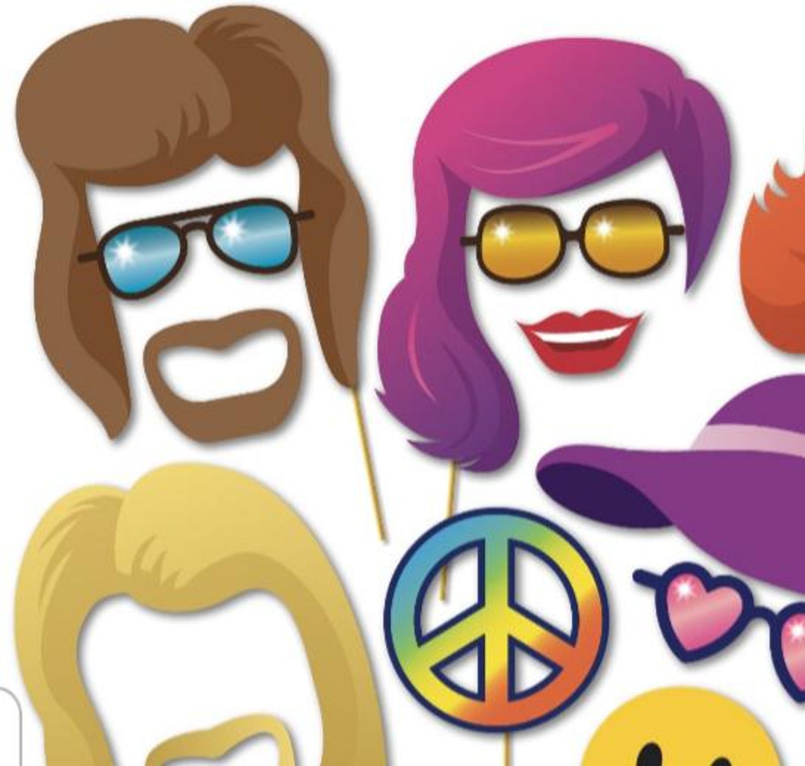 70s Disco Party Photo Booth Props - 1970s Glam Rock Theme Party Props ...