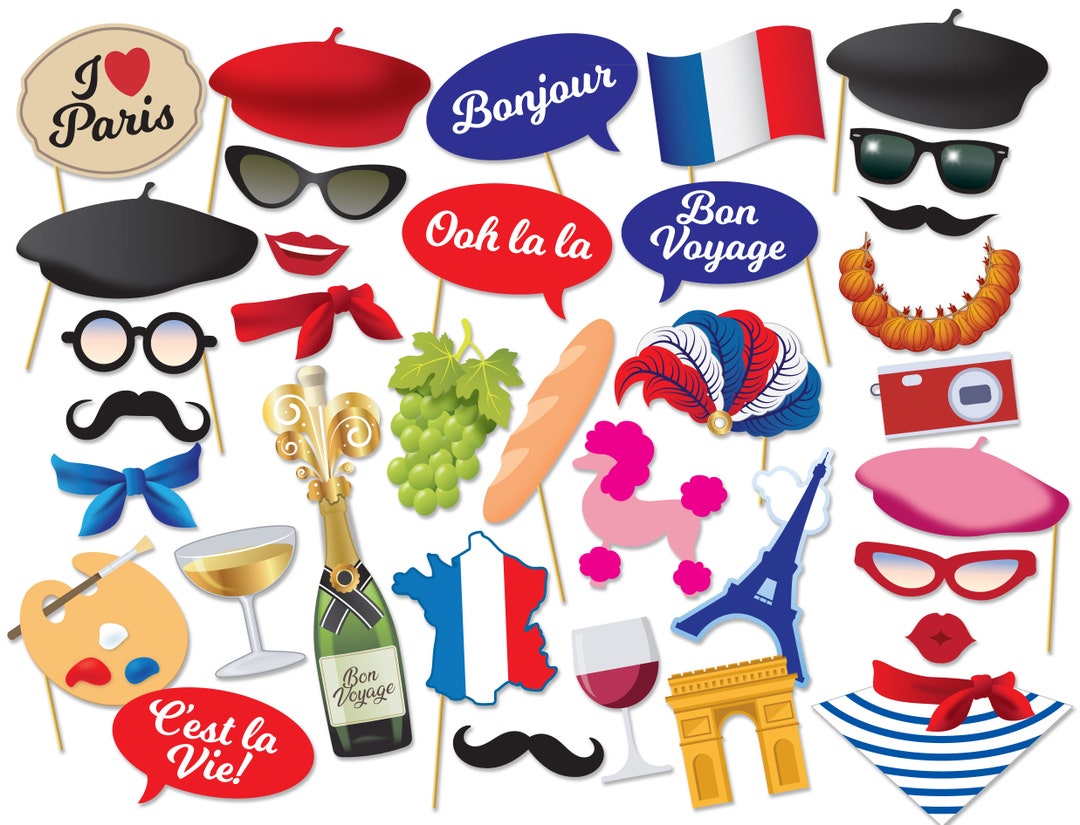 French Photo Booth Props, Vive La France Printable Party Props, French ...