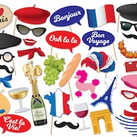 Printable I Love Paris Party Photo Booth Props, French Party Photo ...