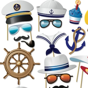 Nautical Photo Props, Navy Photo Booth Party, Cruise Party Props ...