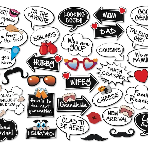 Family Party Photo Booth Props Instant Download Family - Etsy