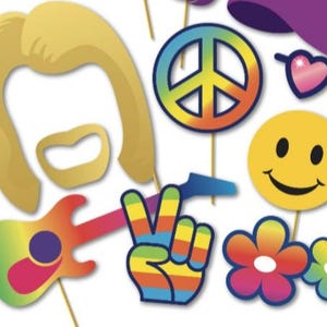 70s Disco Party Photo Booth Props - 1970s Glam Rock Theme Party Props ...