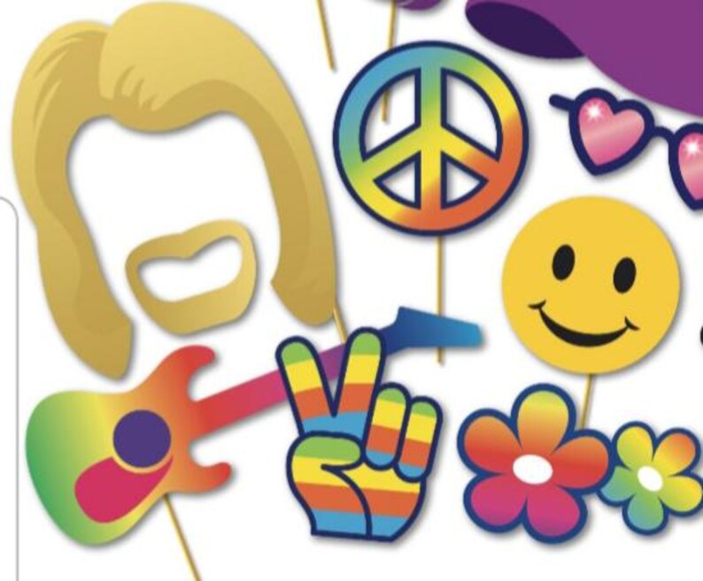70s Disco Party Photo Booth Props - 1970s Glam Rock Theme Party Props ...
