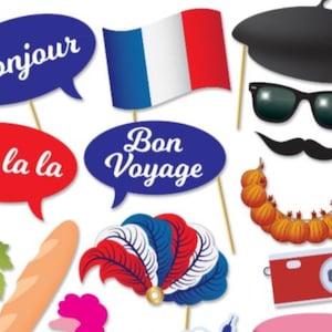 French Photo Booth Props, Vive La France Printable Party Props, French ...