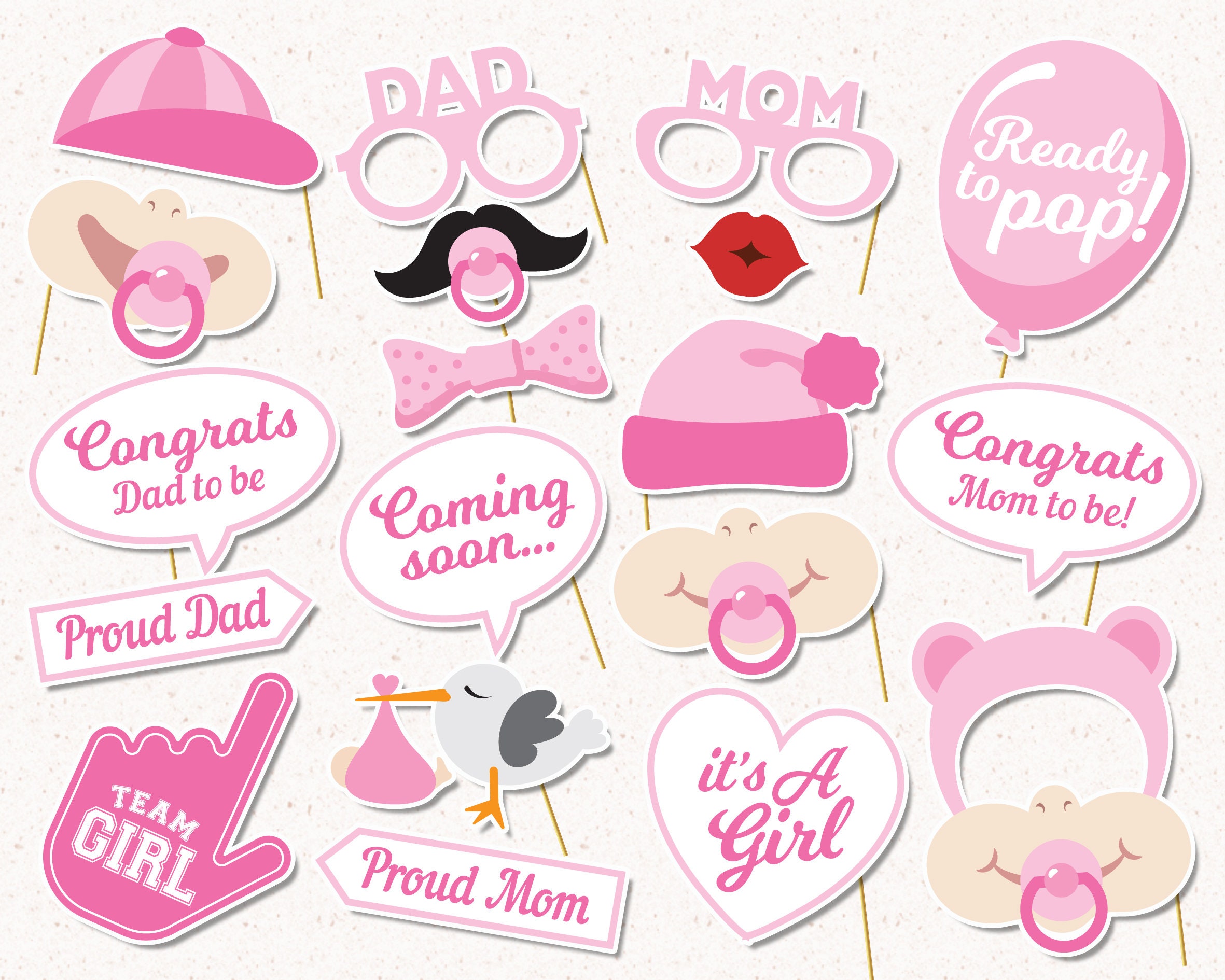 Baby Shower Girl Photo Booth Props Its a Girl Baby Shower | Etsy