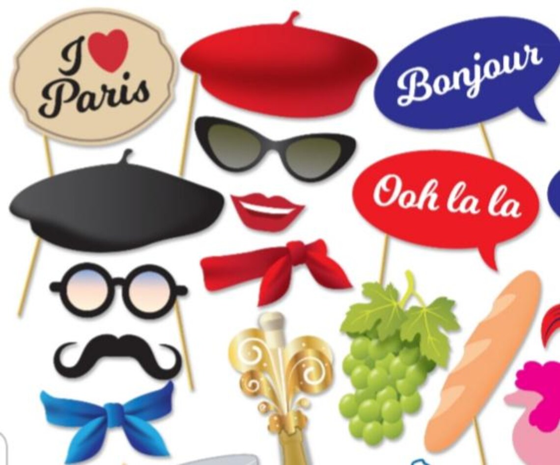 French Photo Booth Props, Vive La France Printable Party Props, French ...