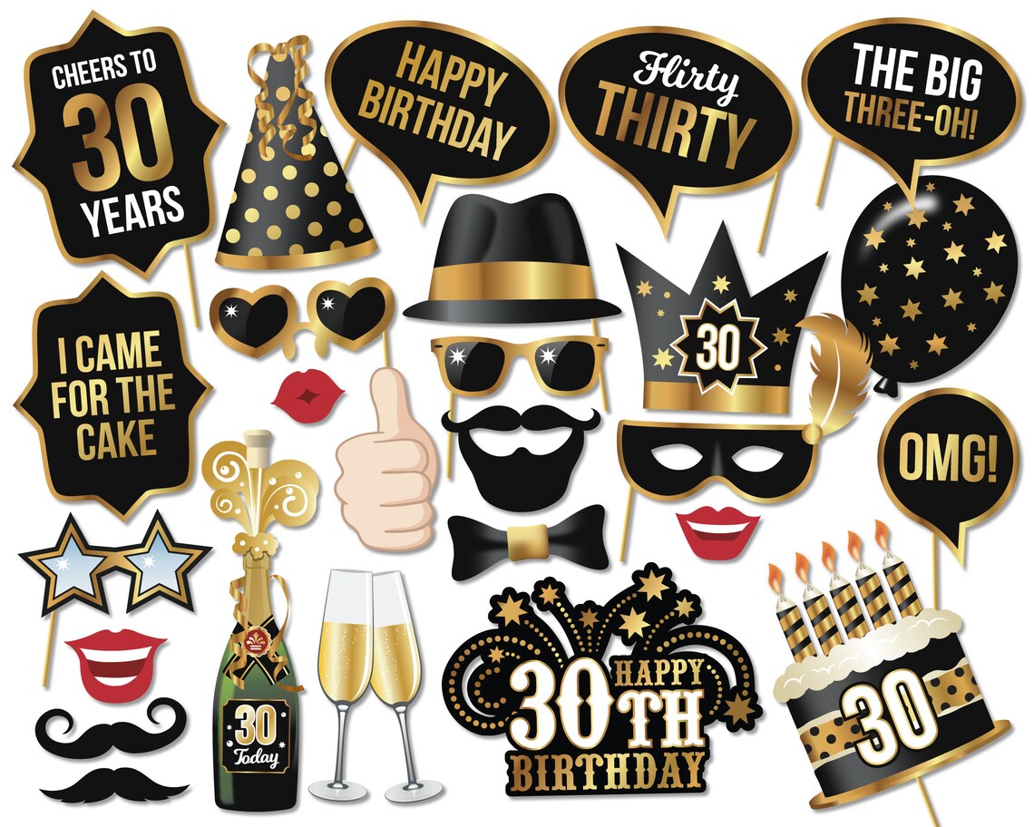 30th Birthday Party Photo Booth Props, 30 Today, Thirtieth Birthday, 23 ...