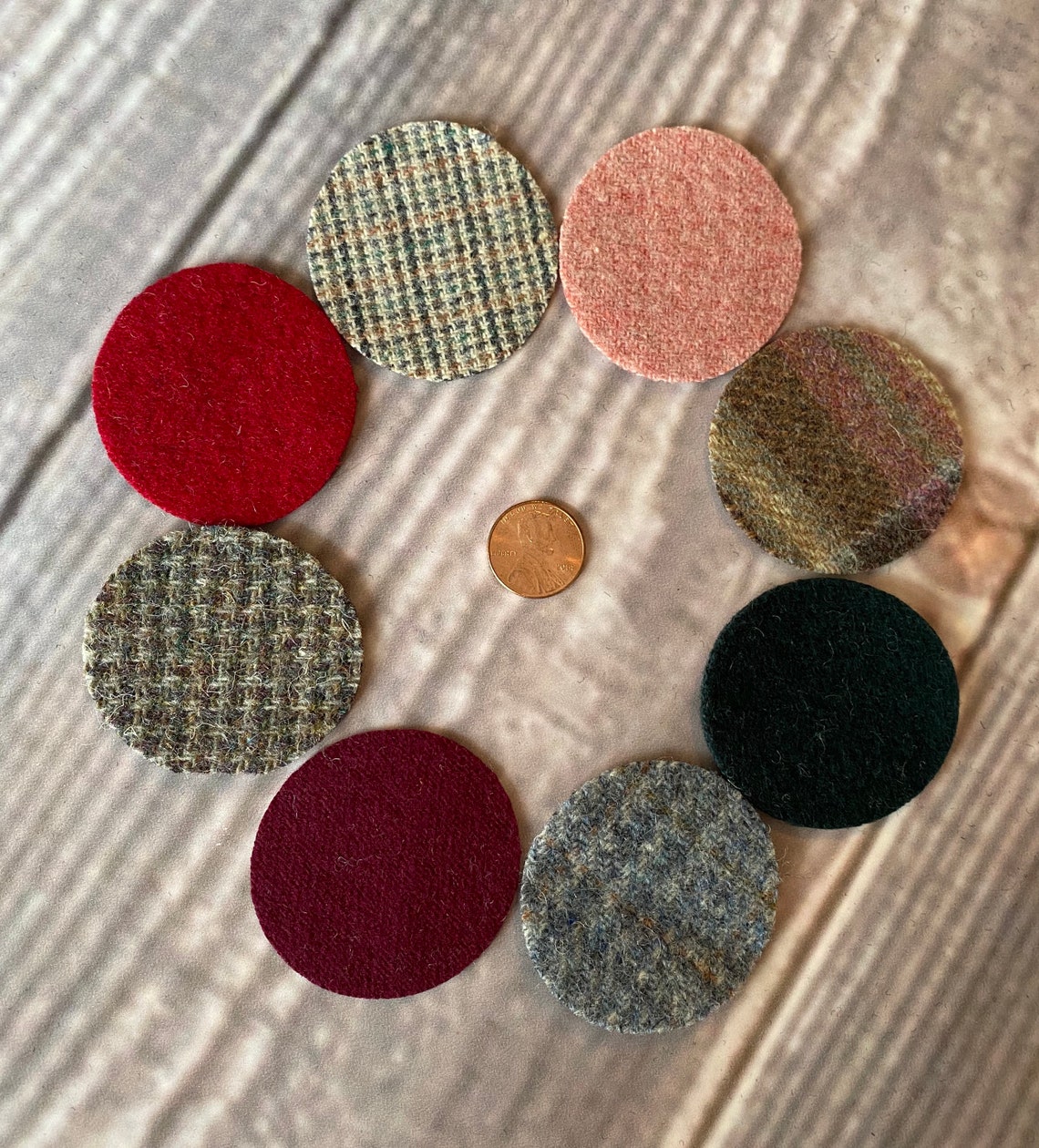 Wool Circle Pennies Precut Upcycled Felted Wool and Wool - Etsy