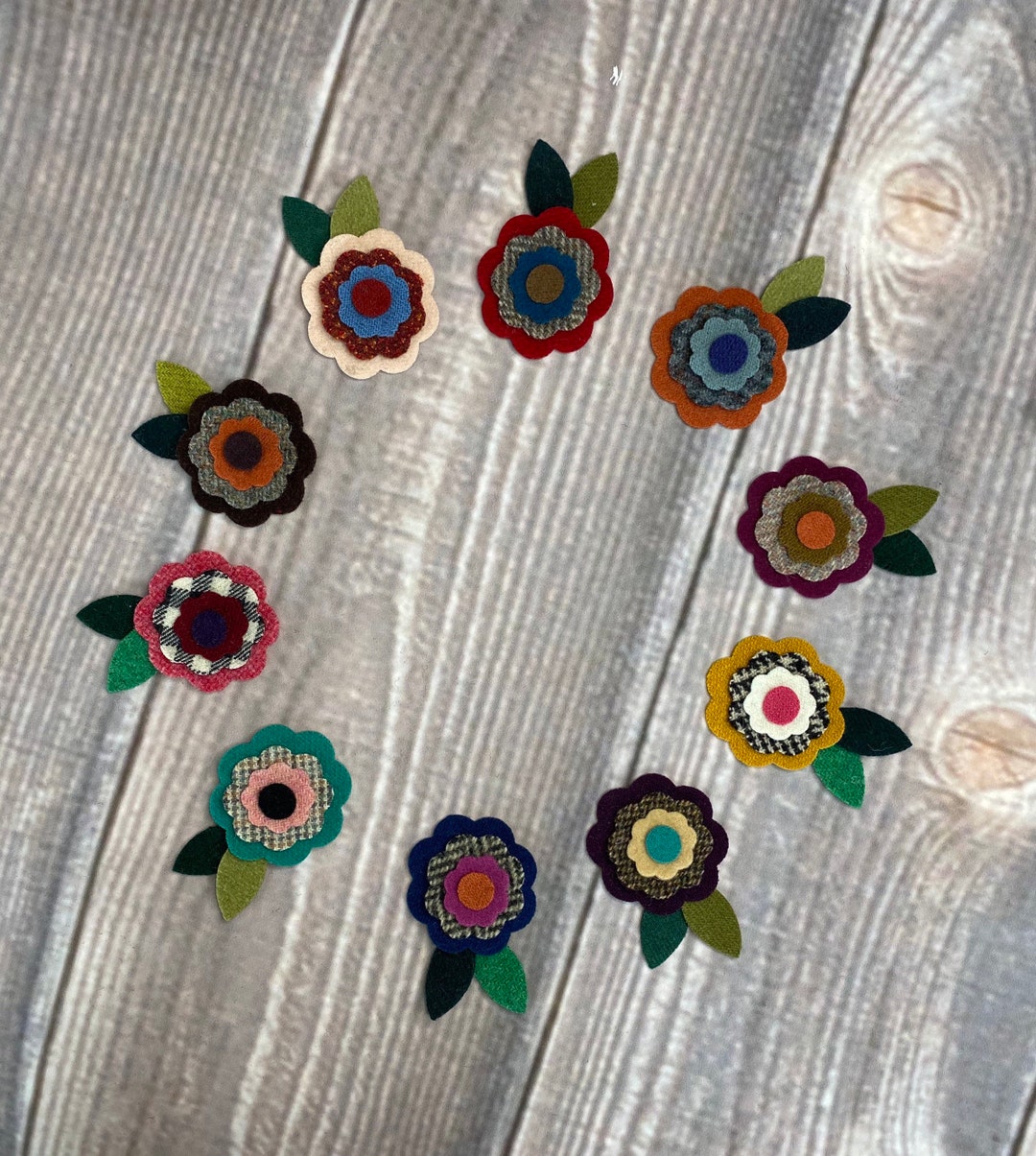 Wool Flower Pennies - Precut Upcycled Felted Wool for Appliqué, Penny ...