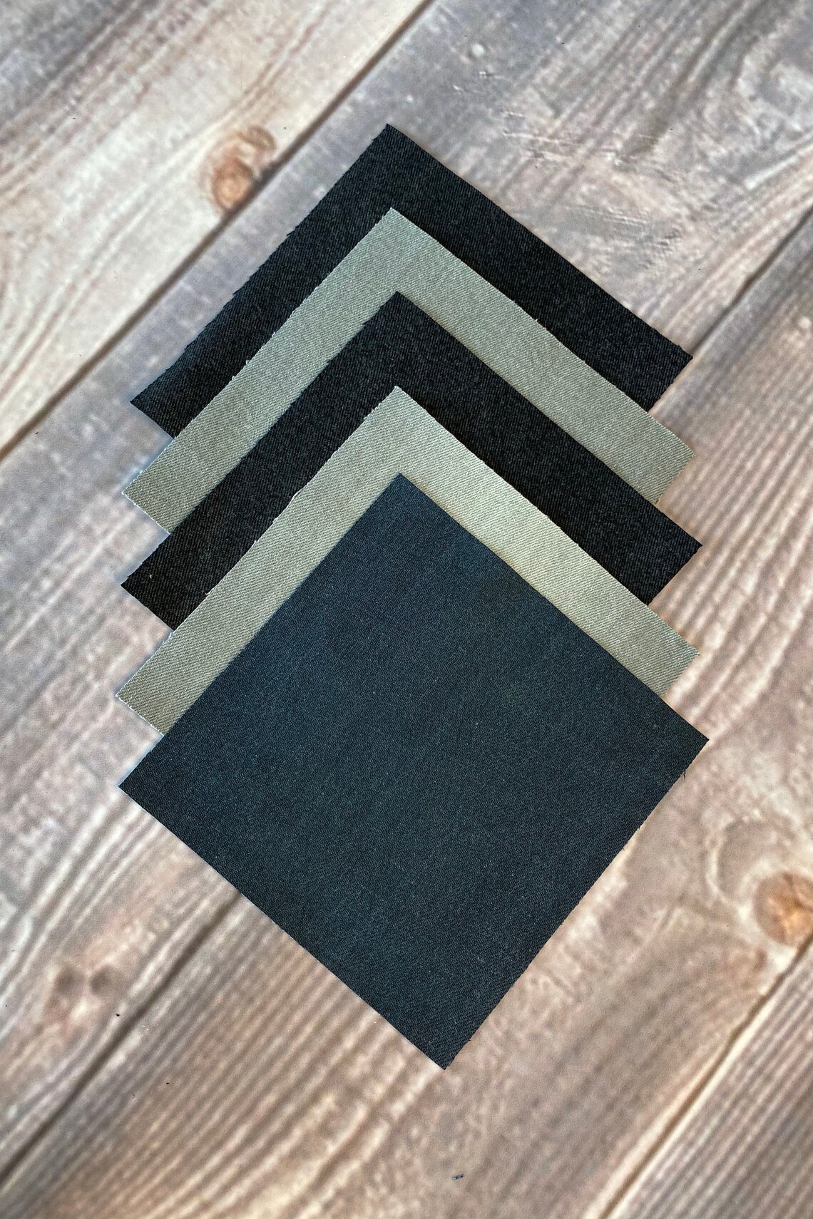 Black and Grey Denim Jean Fabric Squares Bundle 6 X 6 Inches - Appliqué ...