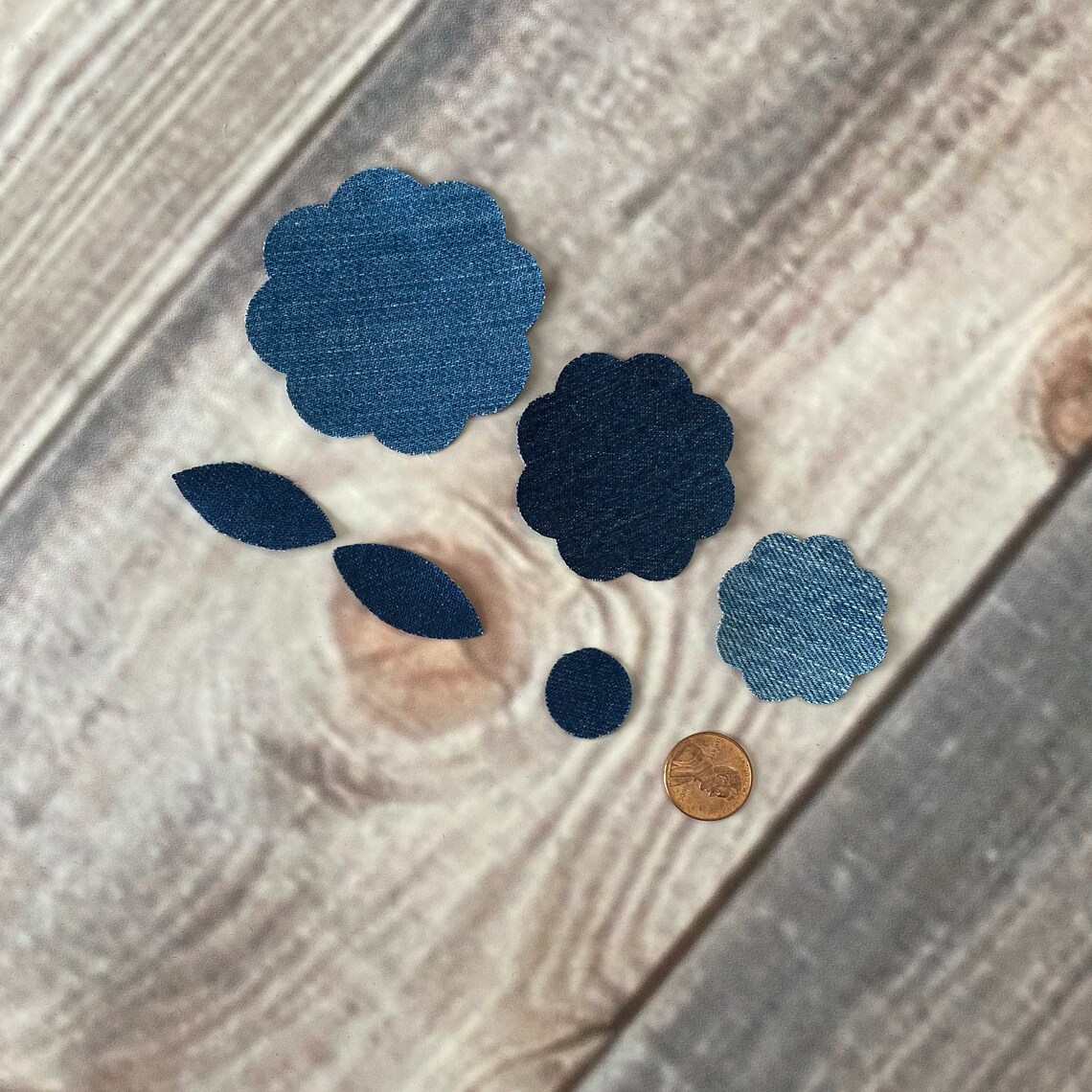 Medium Denim Jean Flowers Denim Appliqué Denim - Etsy