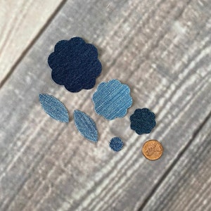Small Denim Jean Flowers - Denim Appliqué, Denim Embellishments, Denim ...