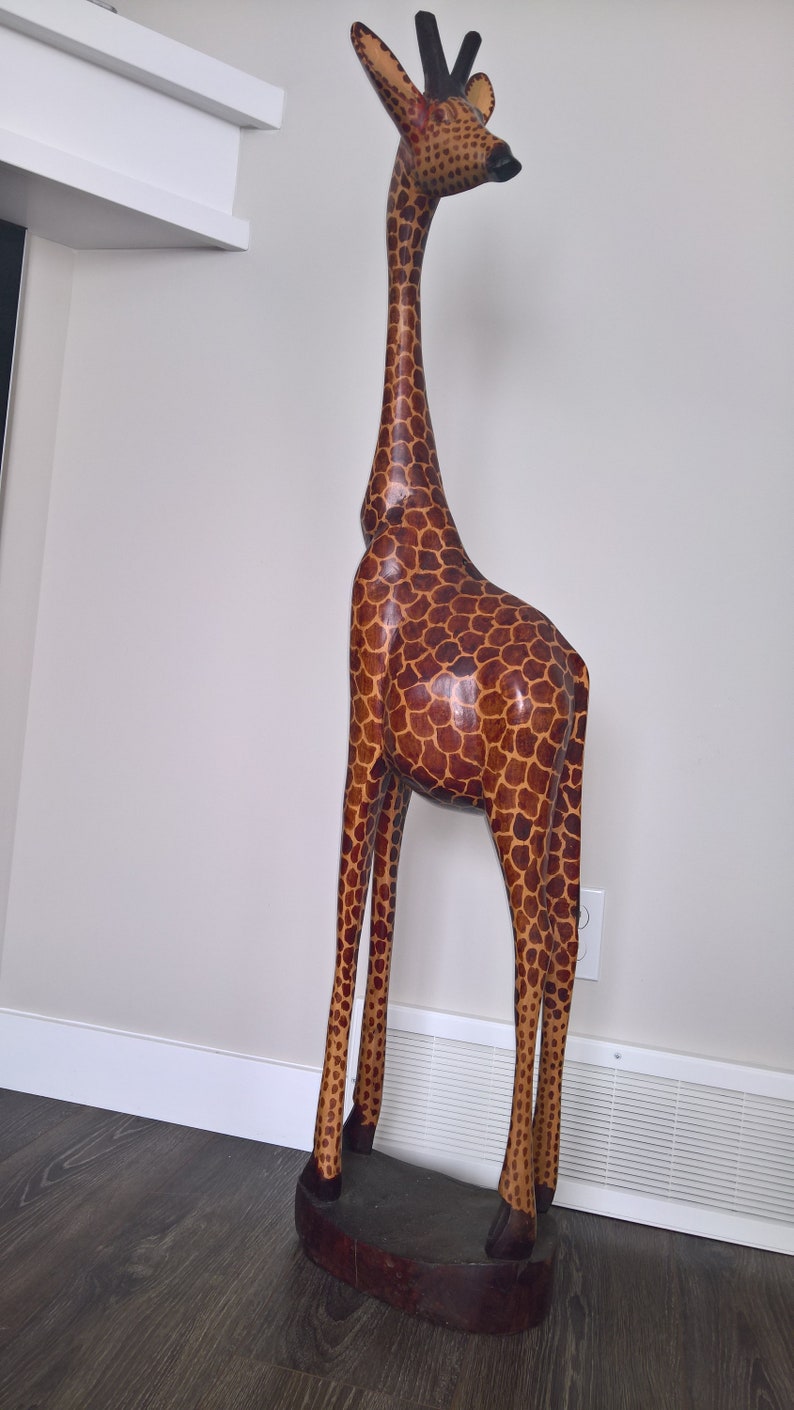 Giraffe, Wood Giraffe Home Decor, Large Wooden Giraffe Sculpture, Small ...