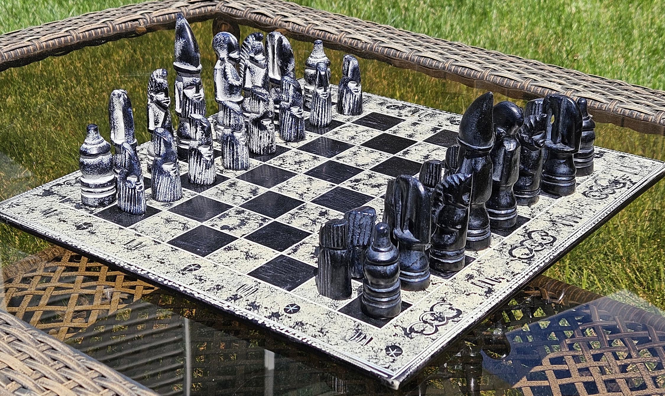 Kenyan Soapstone Checkerboard Set - Board and Complete Set of Pieces ...