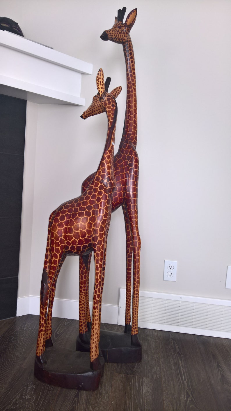 Giraffe, Wood Giraffe Home Decor, Large Wooden Giraffe Sculpture, Small ...