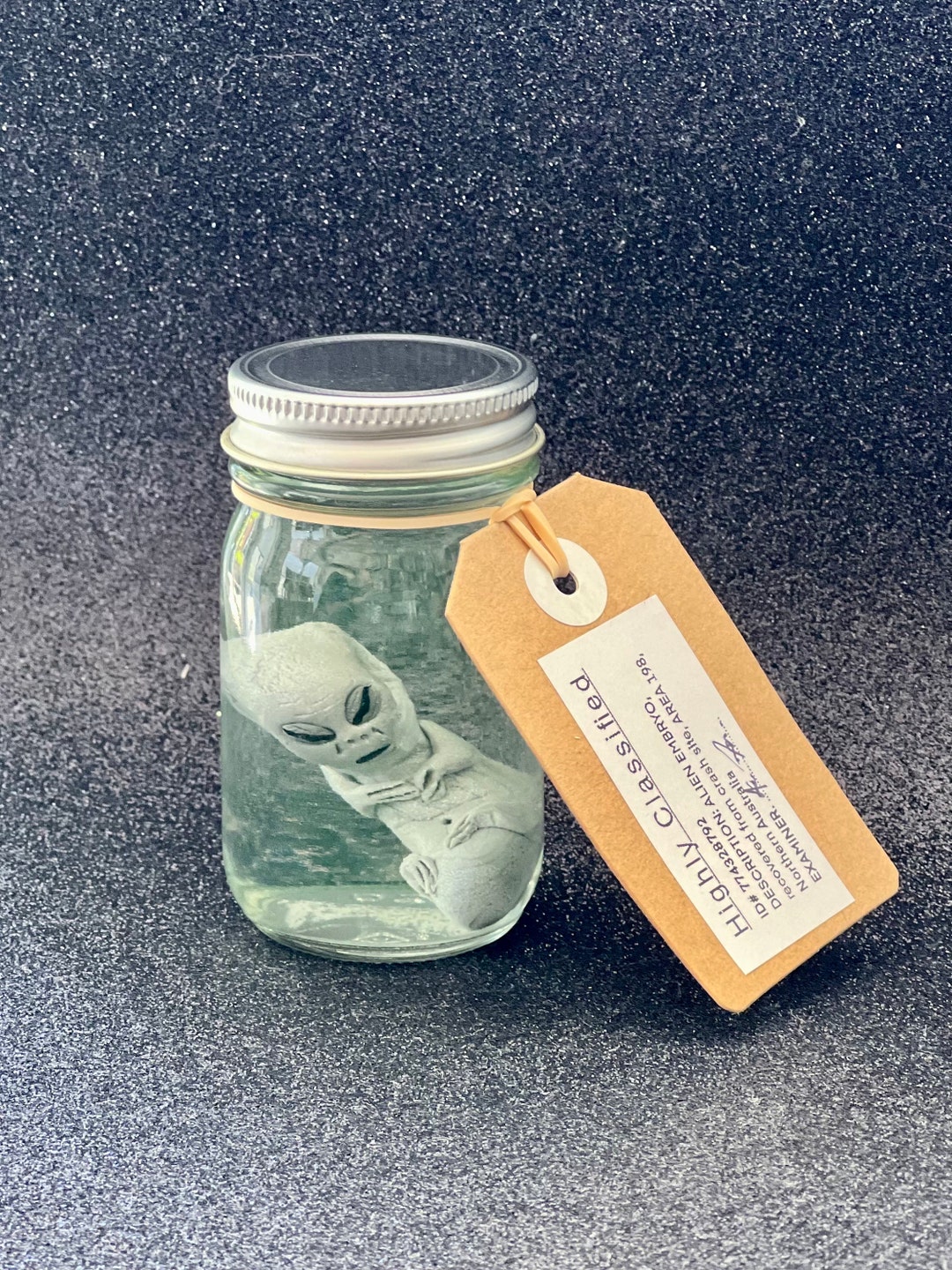 Grey Space Alien Embryo Fetus in a Jar UFO UV Glowing Gift Decor Space ...