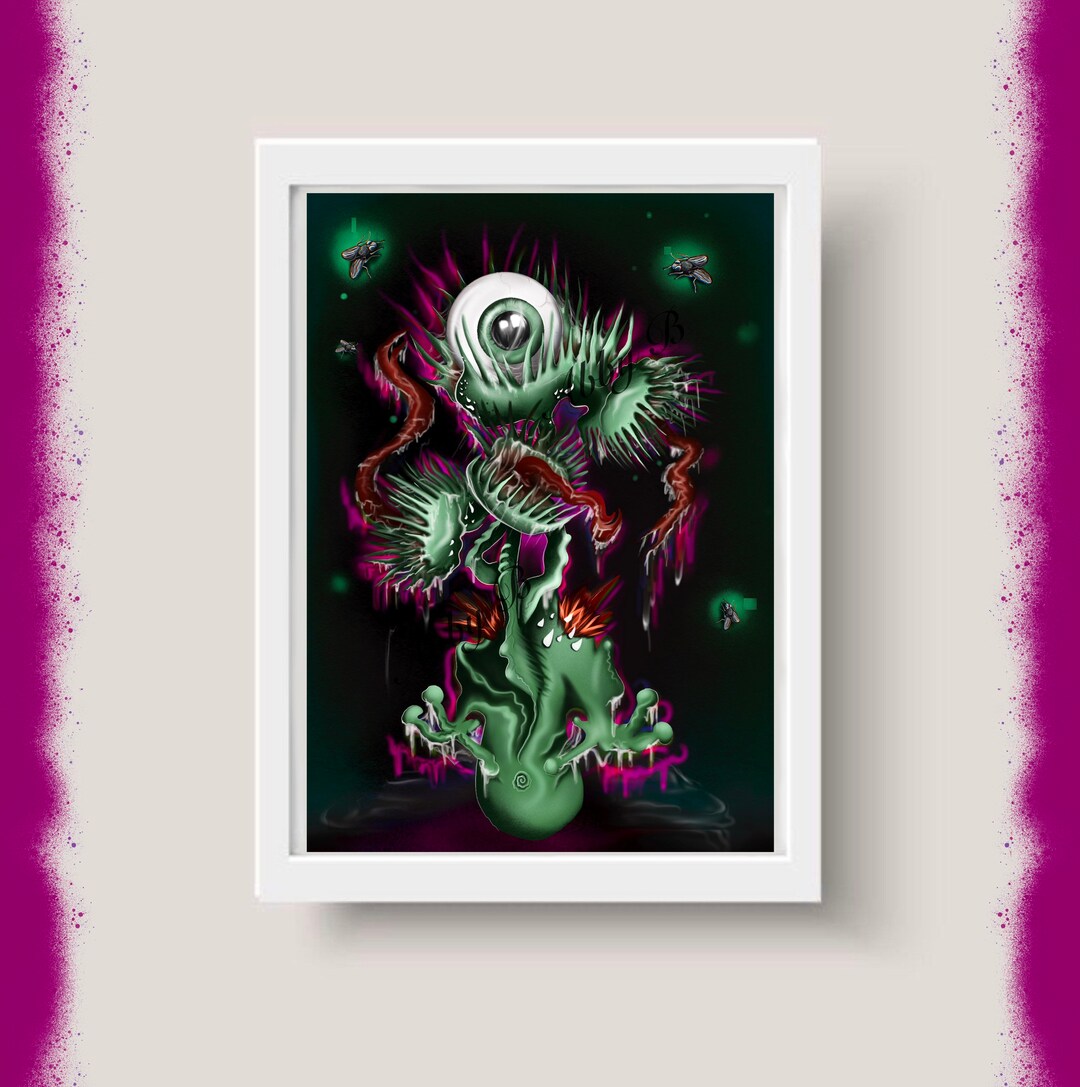 Venus Fly Trap Art Dark Digital Artwork Print Horror Scary Clown ...