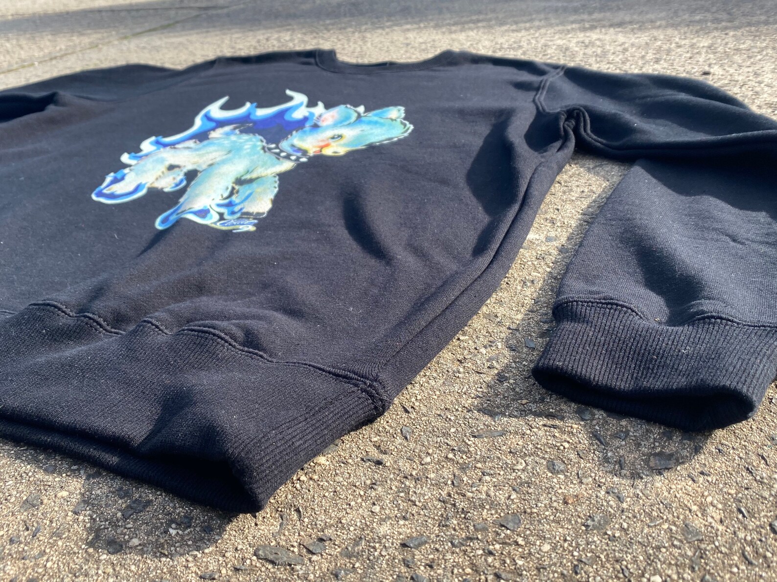 Custom Sweater Bambi Flames Punk Designer Sweatshirt Blue Fire | Etsy