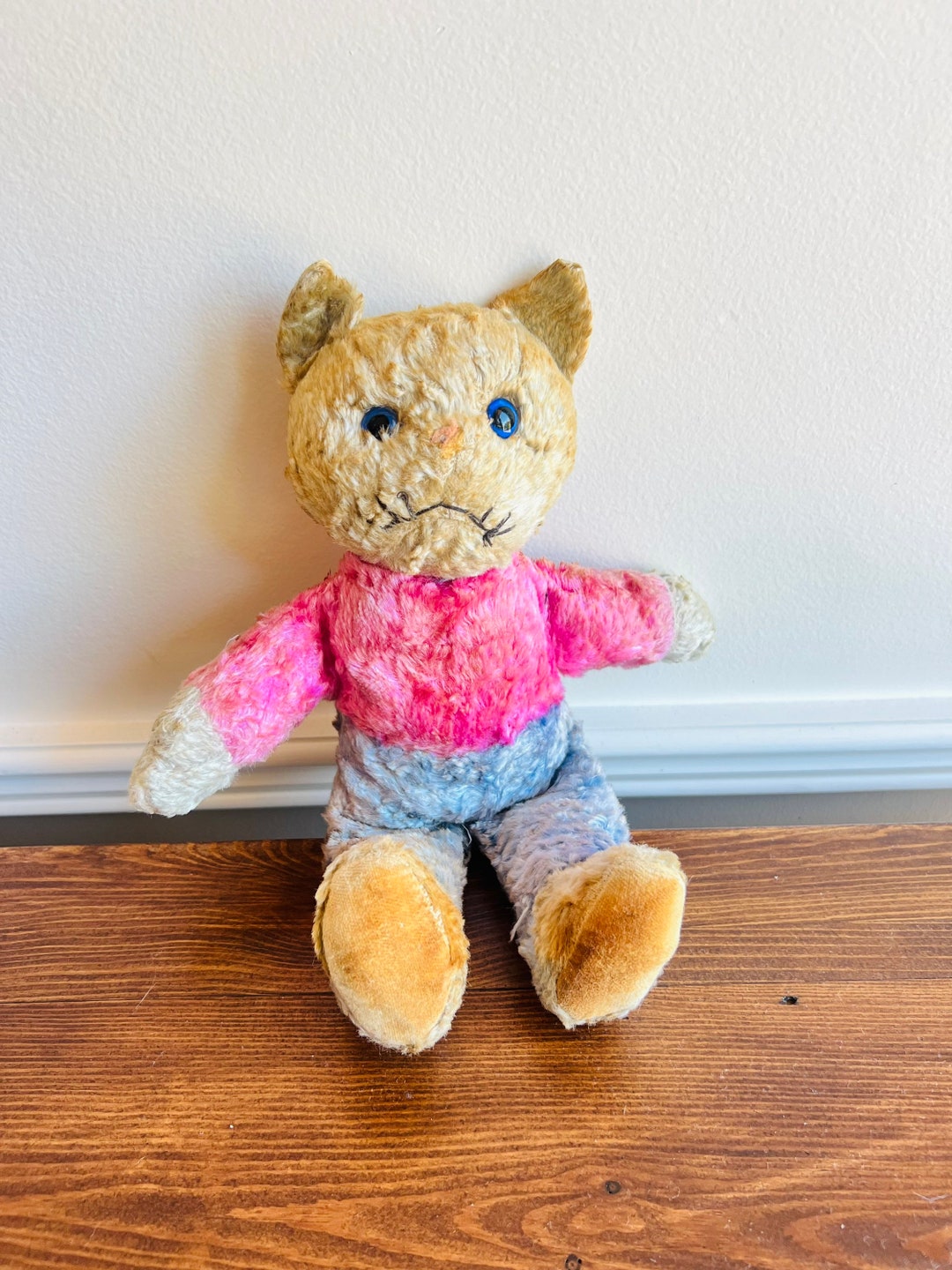 Vintage 1950’s Pink Cat Plush Toy Retro Gund Rushton Kitten Doll Kewpie ...