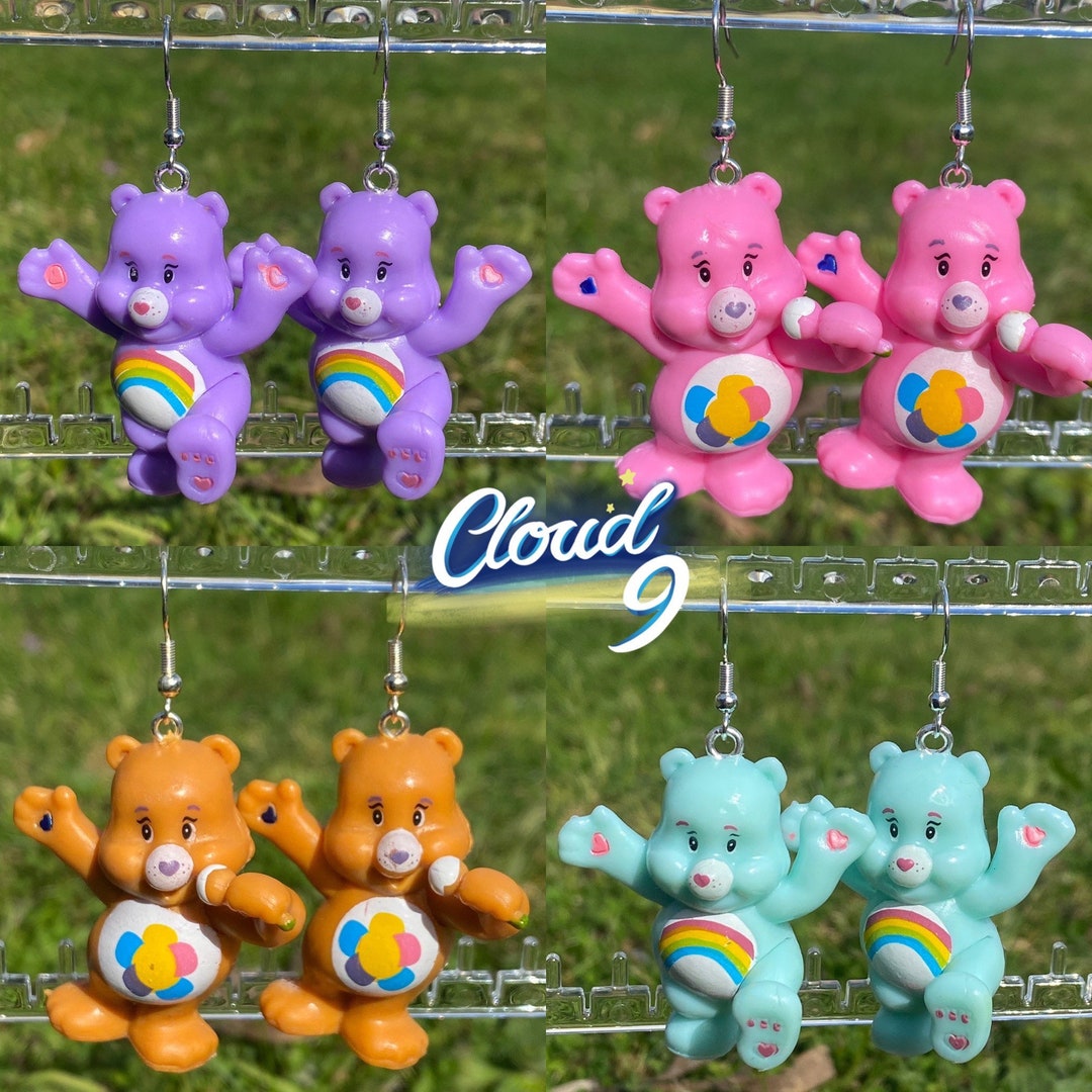 Care Bear Figurine Drop Earrings Teddy Vintage Kawaii Toy Character ...