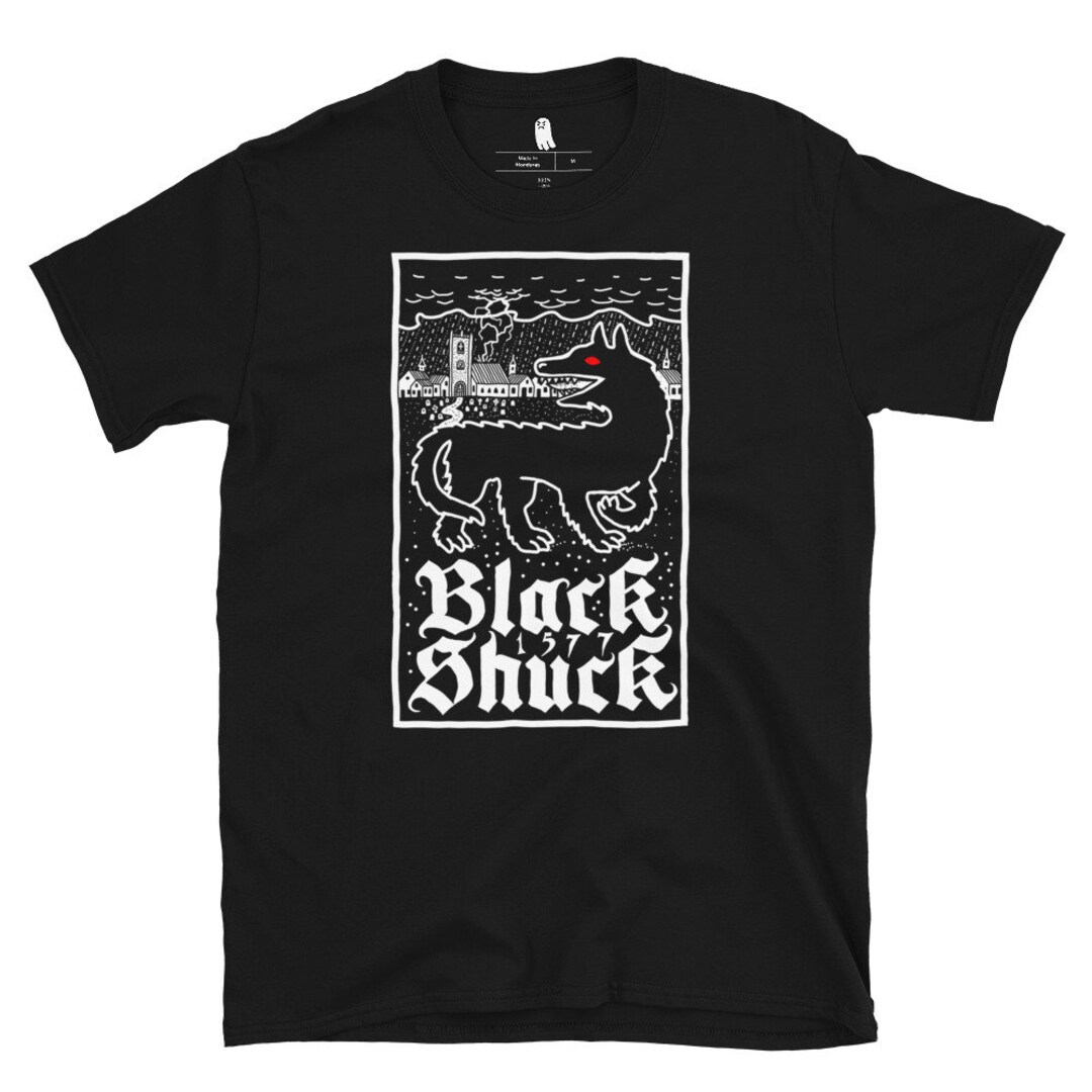 Black Shuck 1577 Tee / Sid Spidersnake / Demon Dog Cryptids Mediaeval Medieval Suffolk Bungay ...