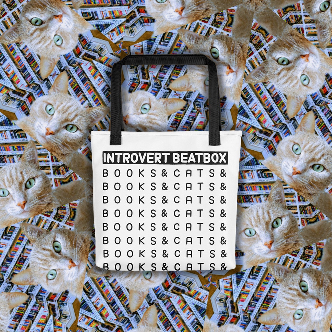 Tote Bag / Introvert Beatbox / Books and Cats / Funny Gift Antisocial ...