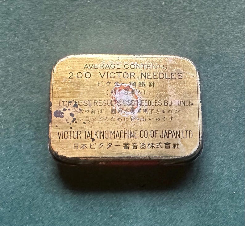 Scarce HMV Japanese Victor Needles Full Tone Gramophone Needle Tin ...