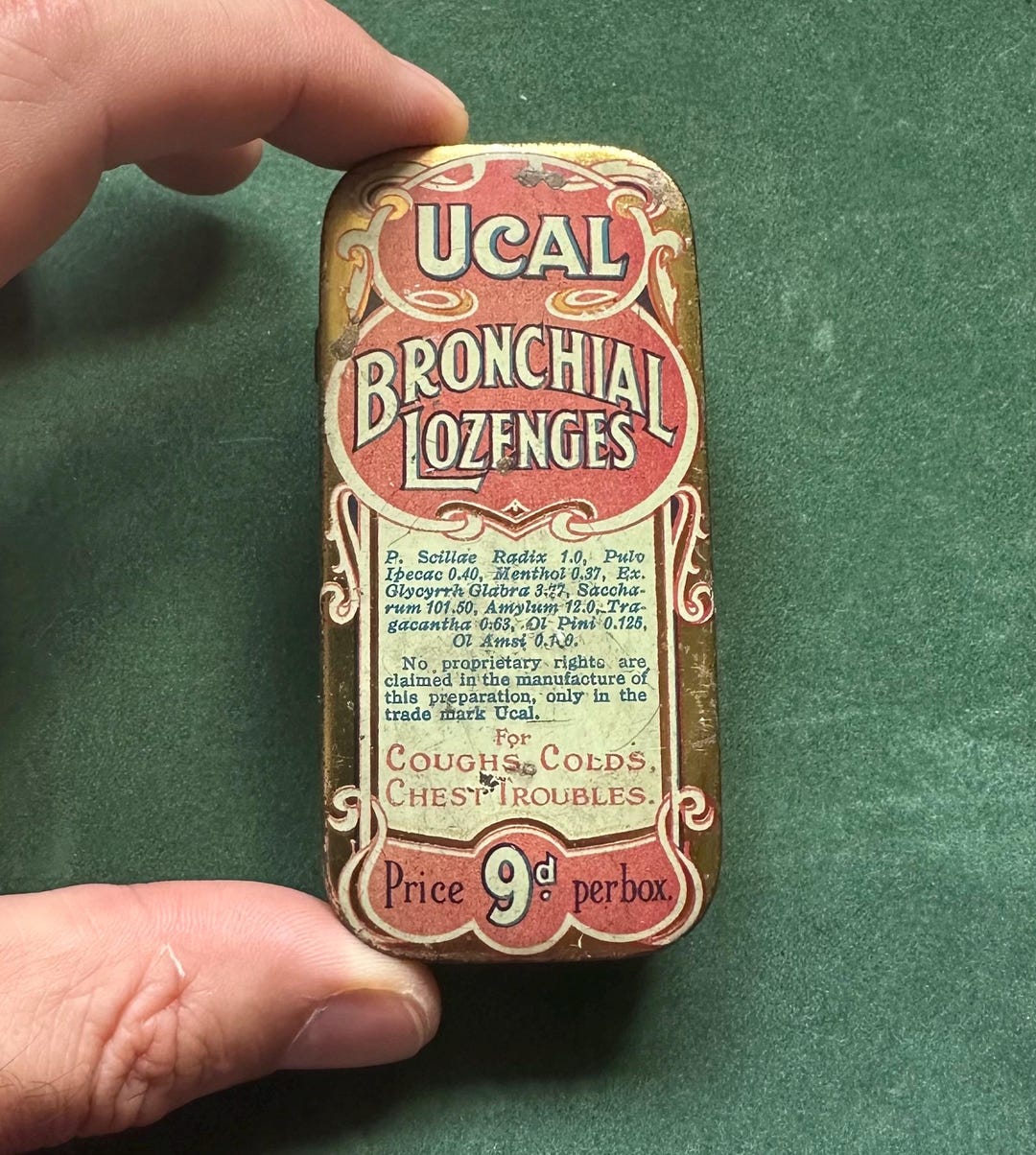 Scarce Vintage UCAL Bronchial Lozenges Chemist Tin VGC - Etsy