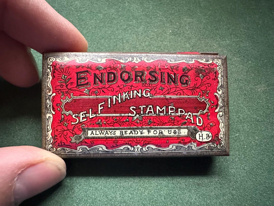 Vintage Endorsing Self Inking Stamp Pad Tin (empty) - Etsy